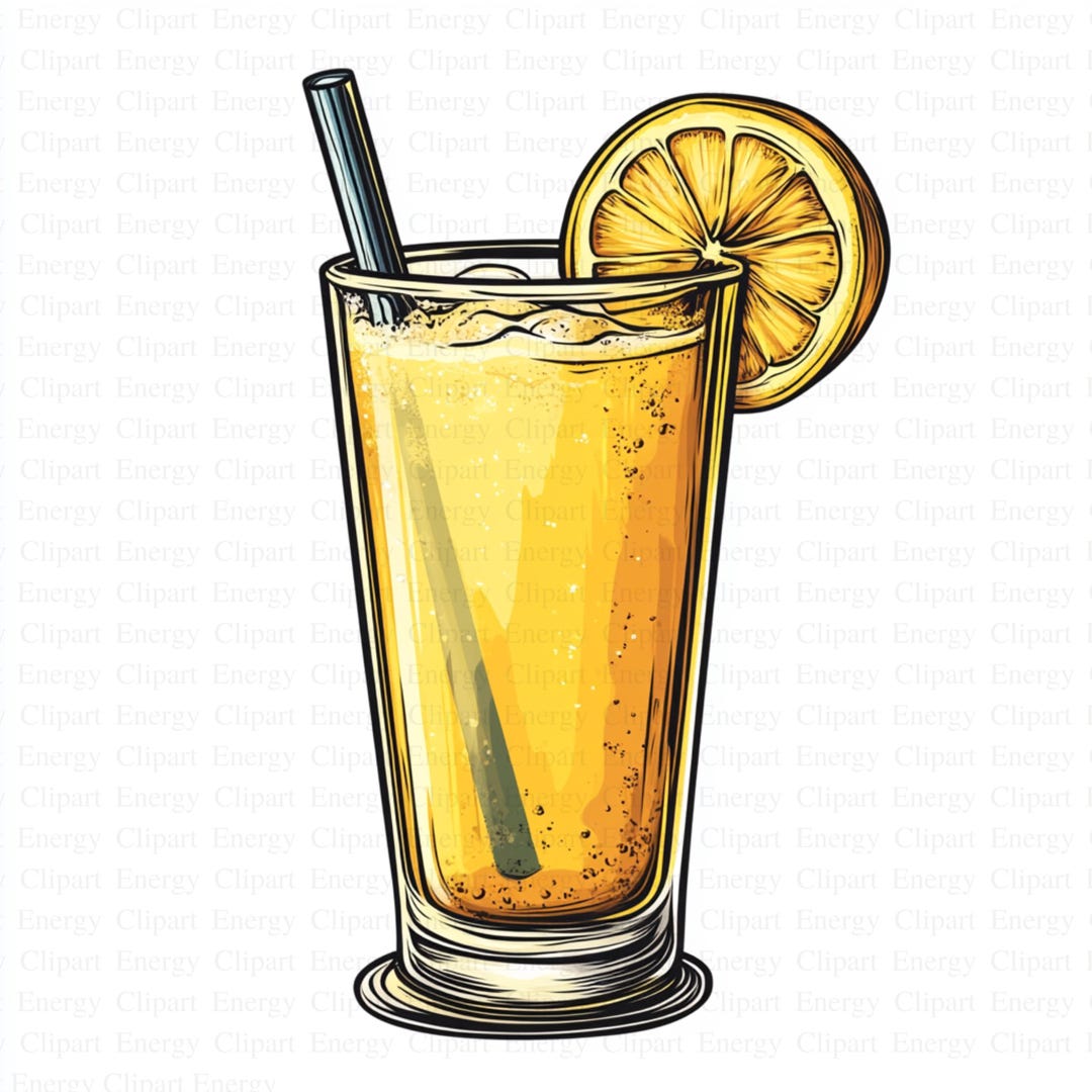 Lemonade Glass Clipart 5 High Quality Jpg's Digital Download Summer Drink Beverage Illustration ...
