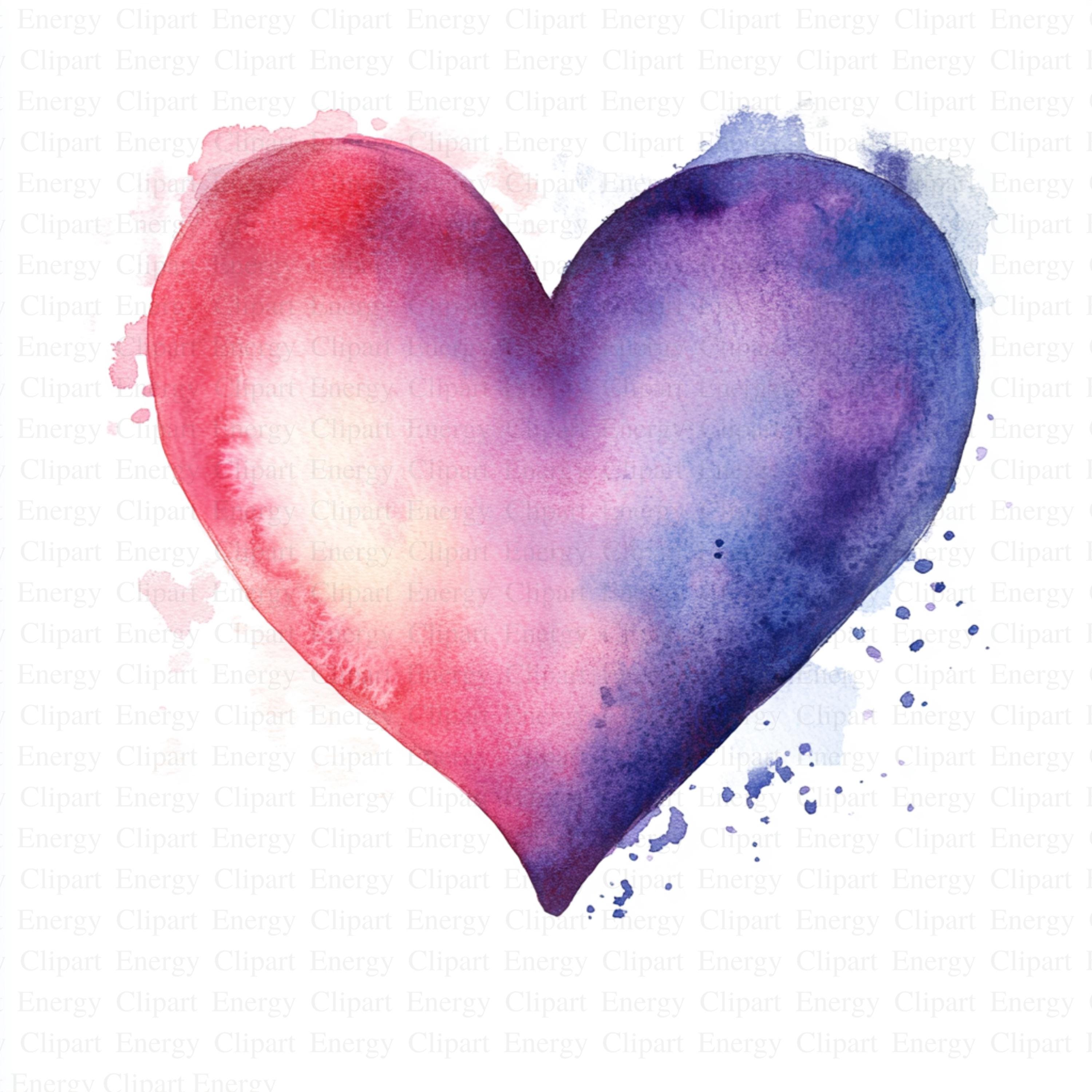 Watercolor Heart Shape Clipart | 5 High Quality Jpg's | Digital ...