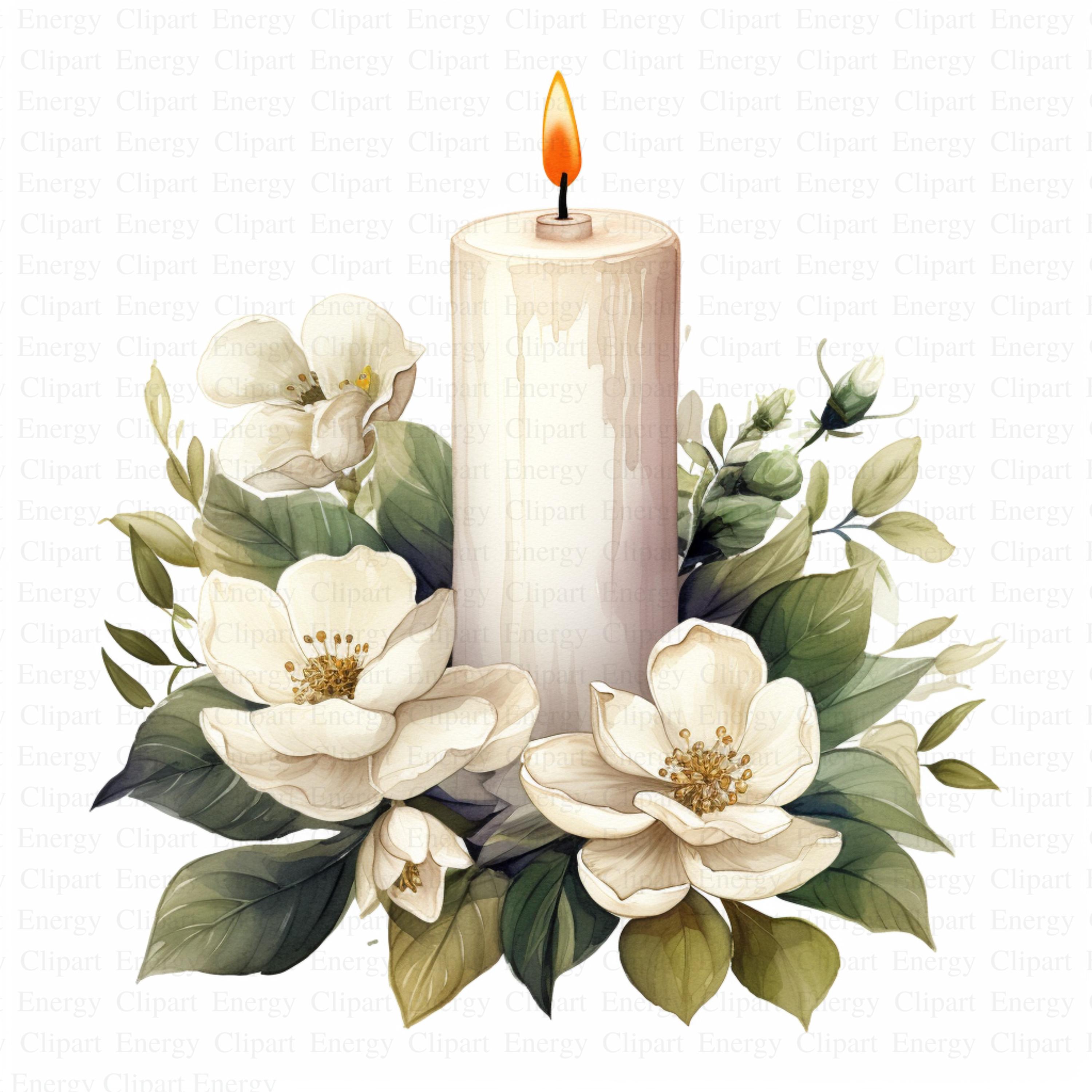Watercolor White Candles Clipart | 5 High Quality Jpgs | Digital ...