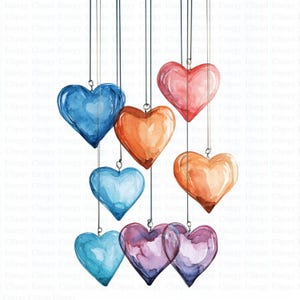 Hanging Hearts Clipart | 5 High Quality Jpg's | Digital Download ...