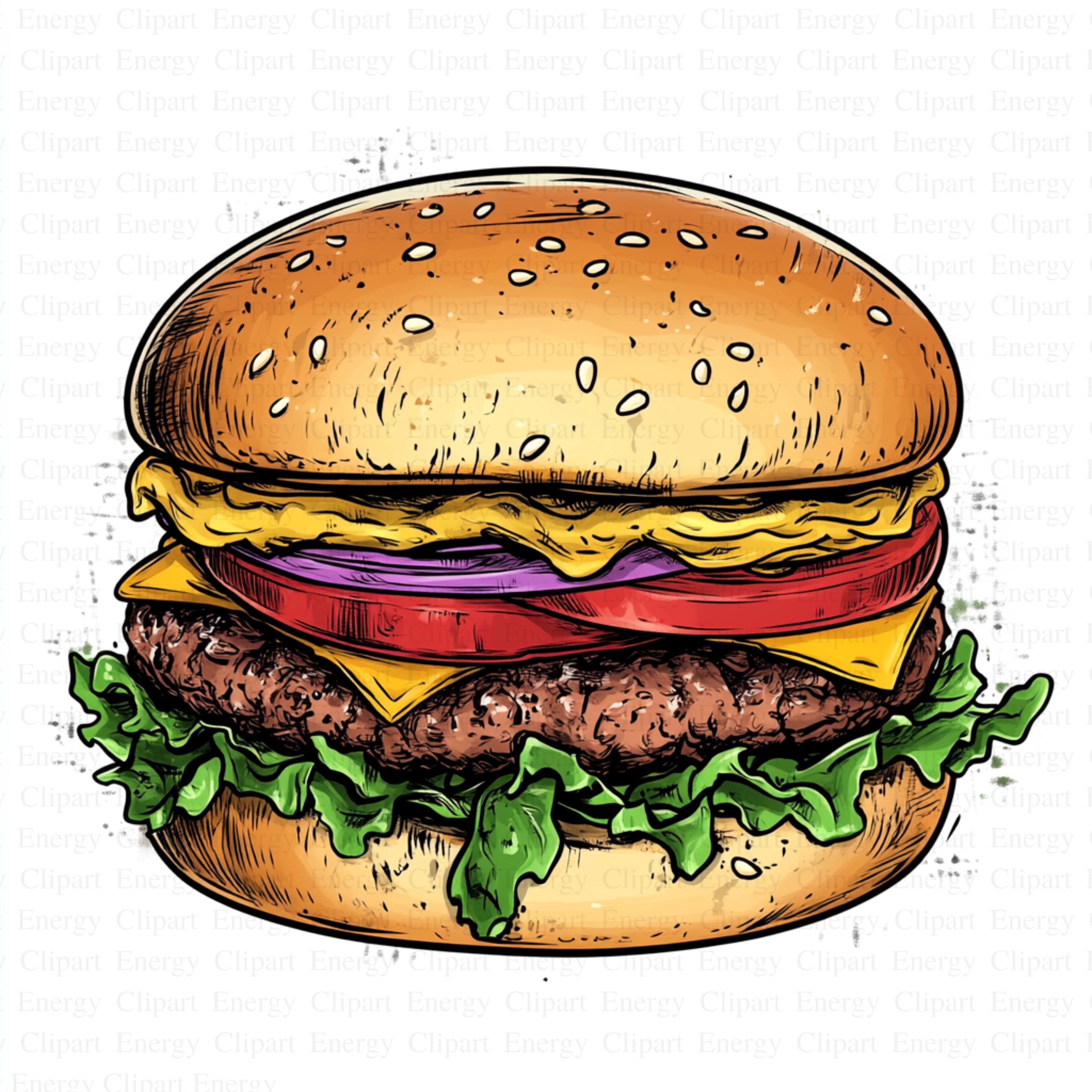 Hamburger Clipart | 5 High Quality Jpg's | Digital Download | Burger ...