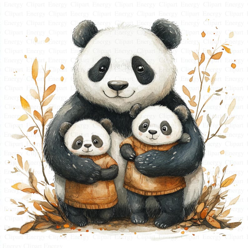 Panda Family Clipart | 5 High Quality Jpg's | Digital Download | Family ...