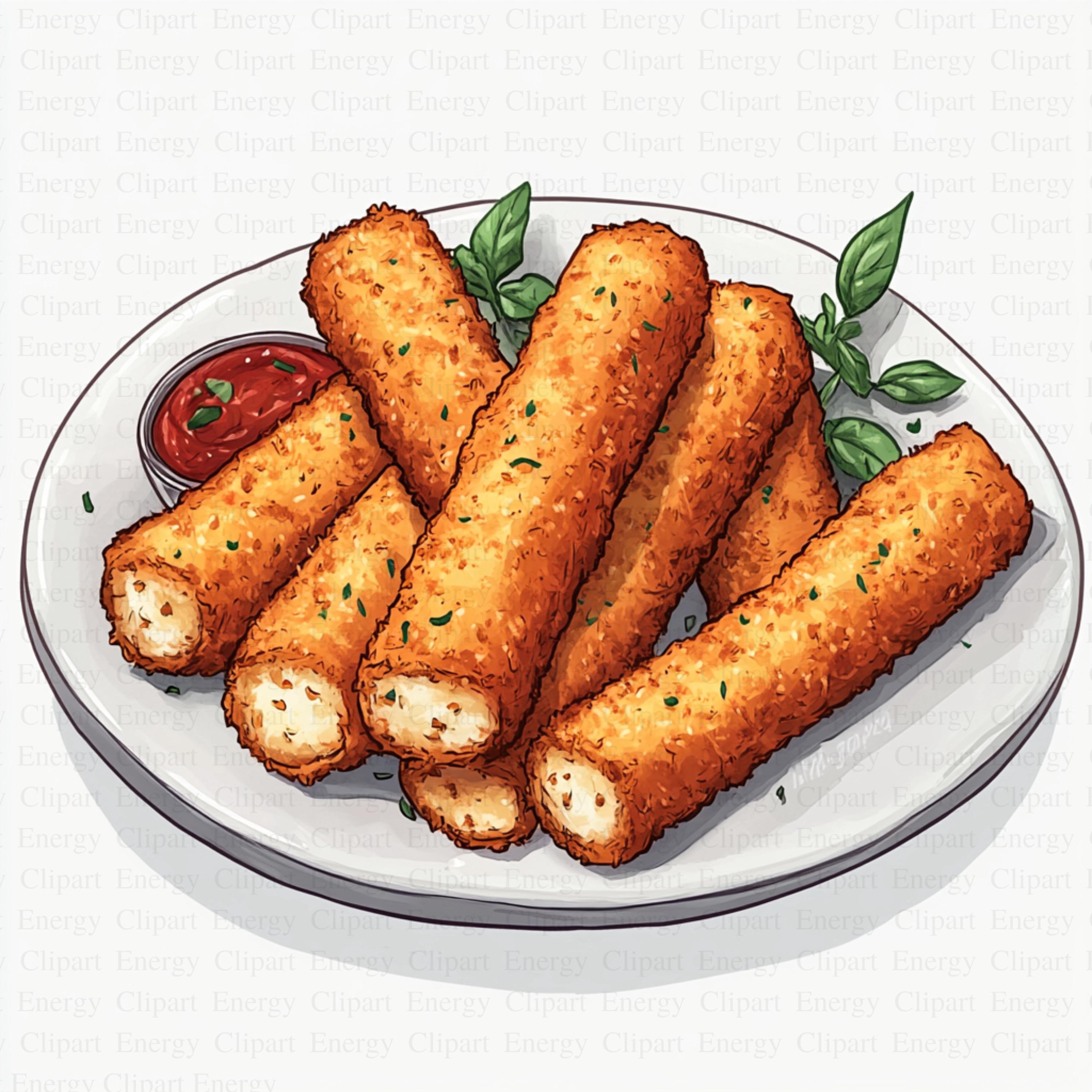 Mozzarella Sticks Clipart | 5 High Quality Jpg's | Digital Download ...
