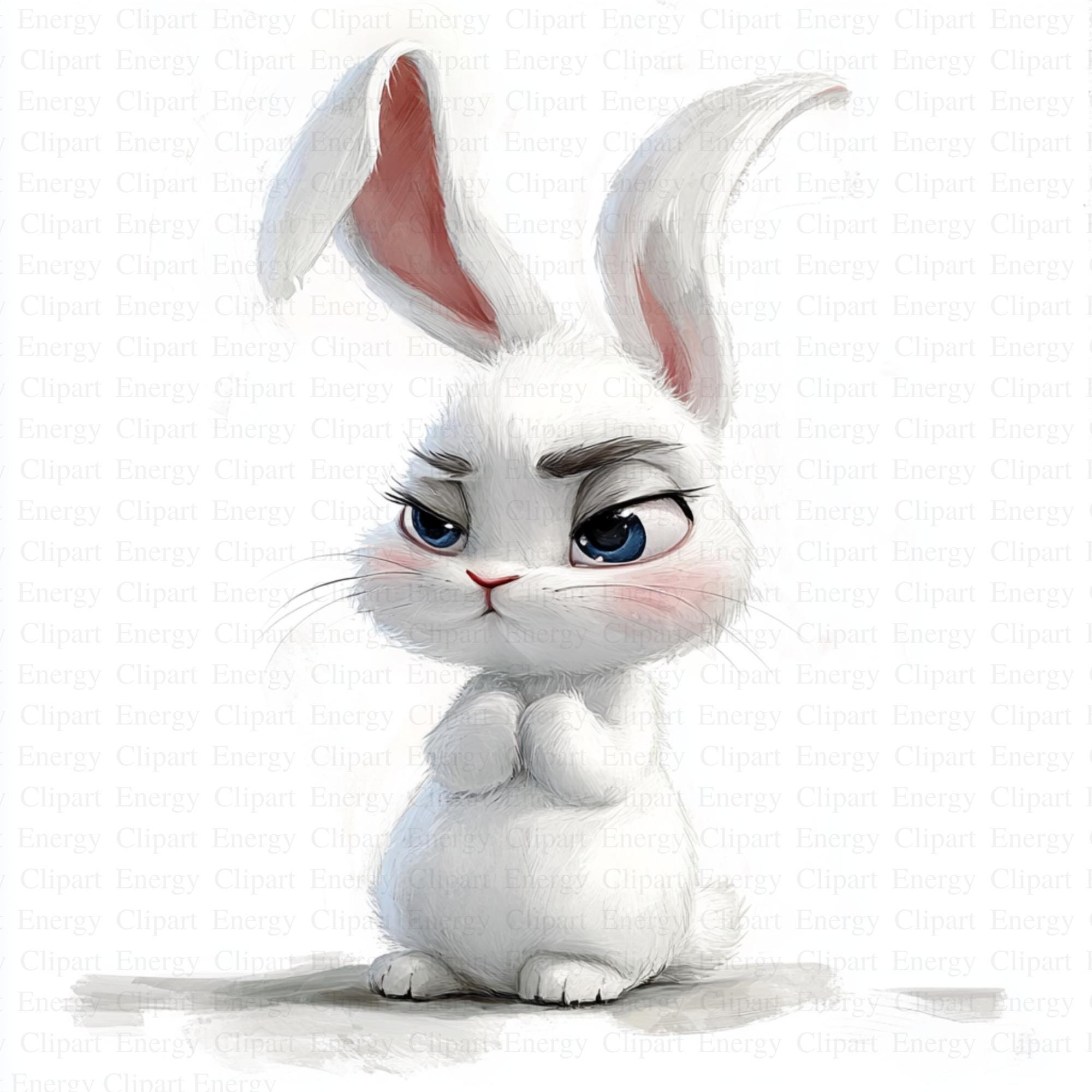 Sad Bunny Clipart | 5 High Quality Jpgs | Digital Download | Fluffy ...