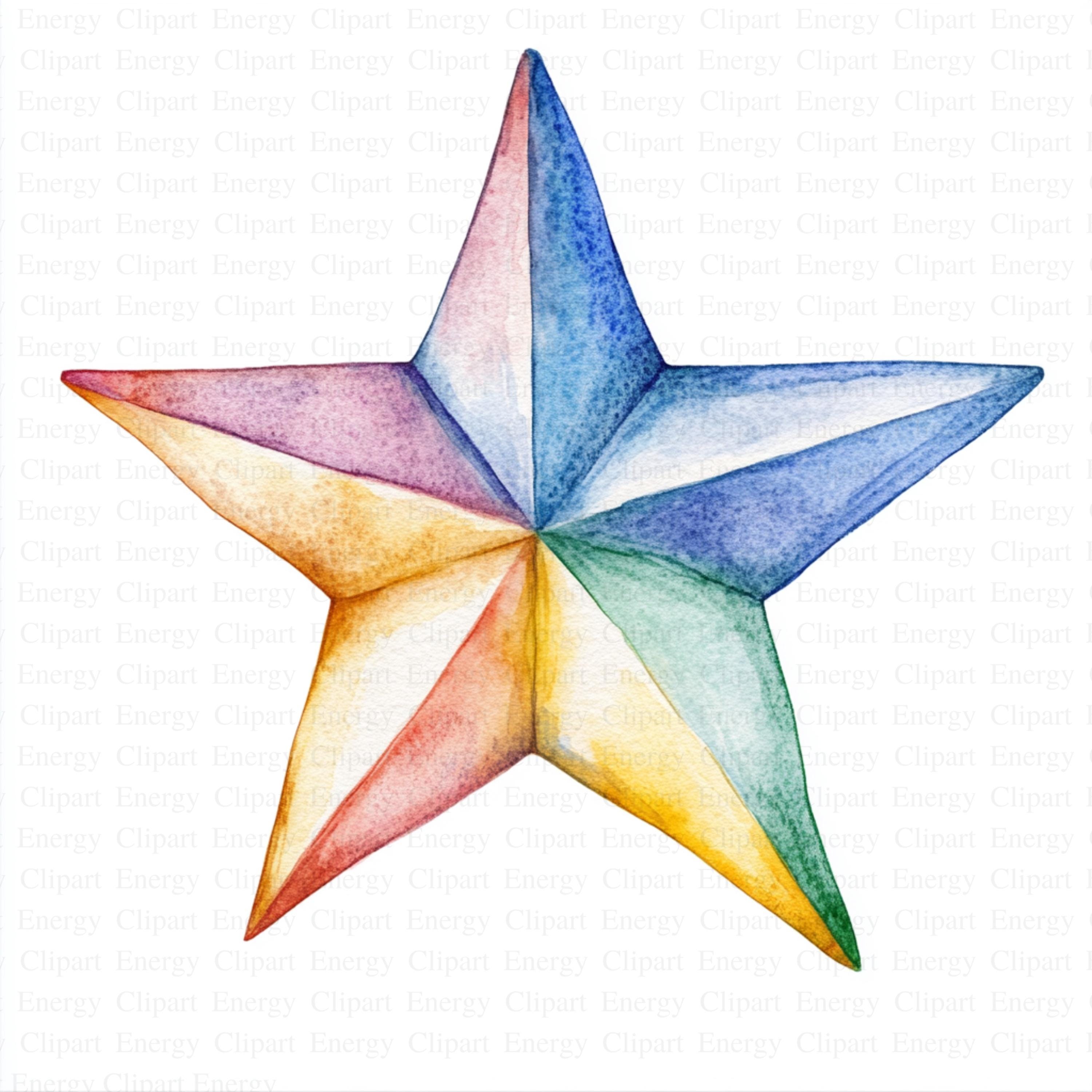 Watercolor Star Clipart 5 High Quality Jpg's Digital Download Celestial ...