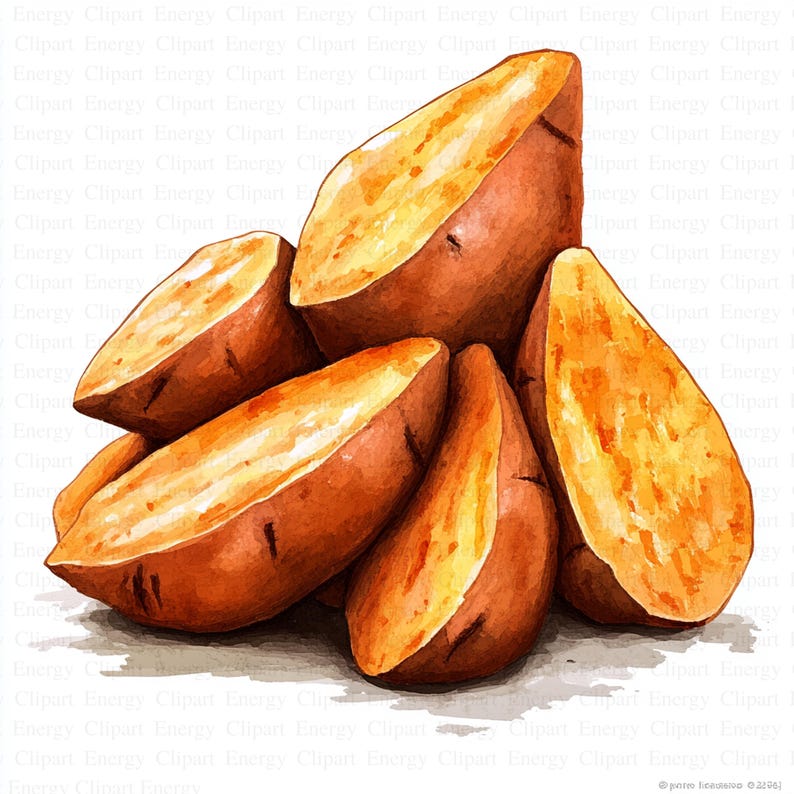 Watercolor Sweet Potato Clipart | 5 High Quality Jpg's | Digital ...