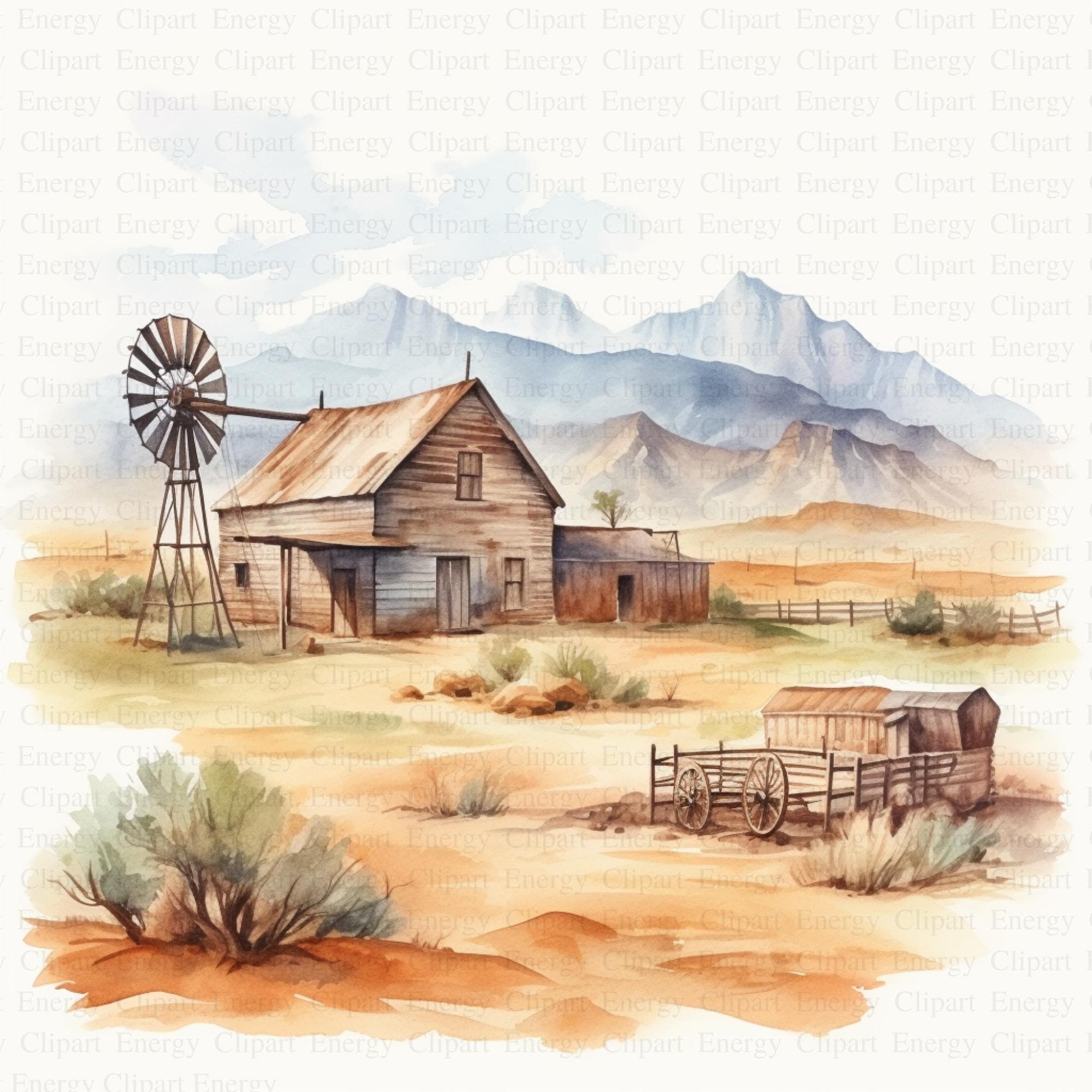 Old West Landscape Clipart 5 High Quality Jpgs Digital Download ...