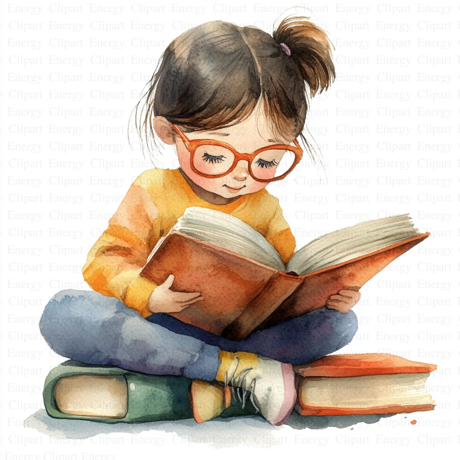 Reading Clipart | 5 High Quality Jpg's | Digital Download | Book Lover ...