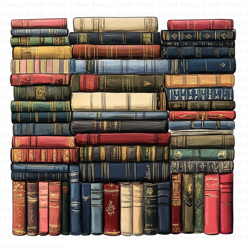 Library Books Clipart | 5 High Quality Jpg's | Digital Download | Book ...