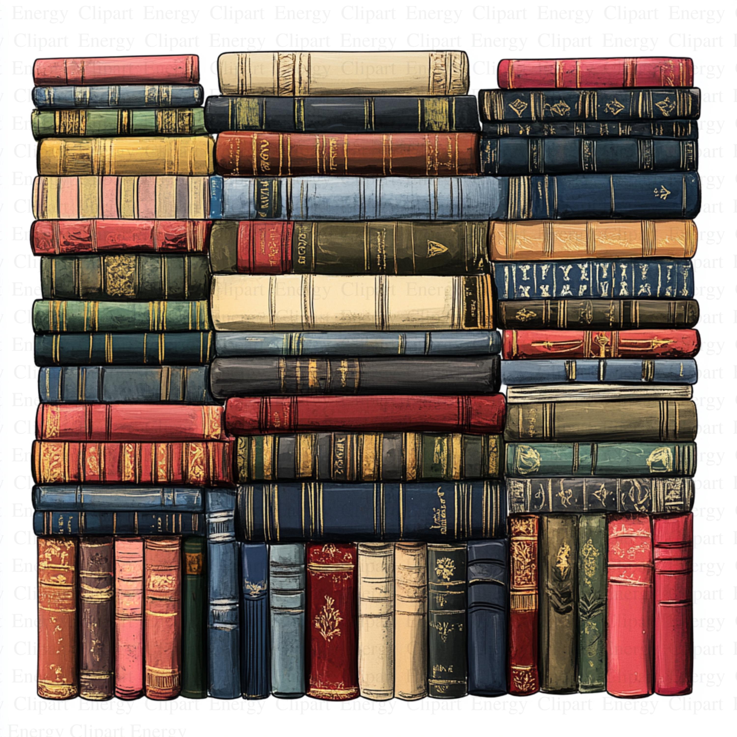 Library Books Clipart | 5 High Quality Jpg's | Digital Download | Book ...