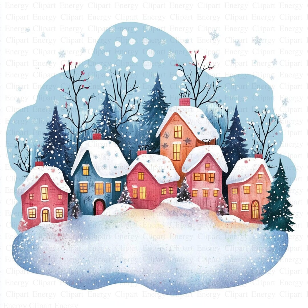 Christmas Card Clipart | 5 High Quality Jpgs | Digital Download ...