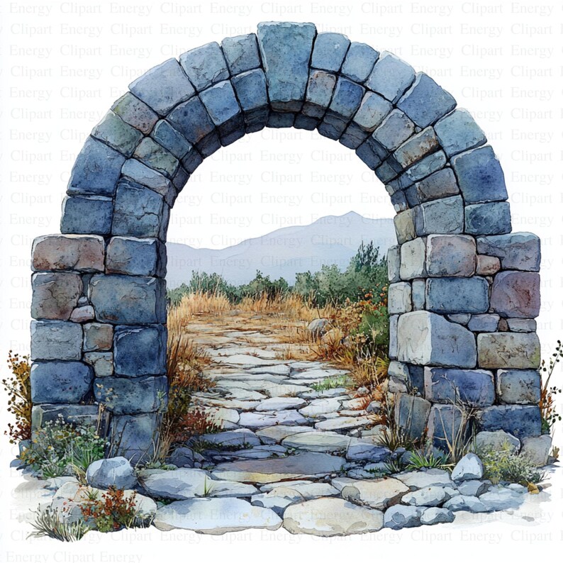 Stone Arch on Countryside Clipart | 5 High Quality Jpgs | Digital ...