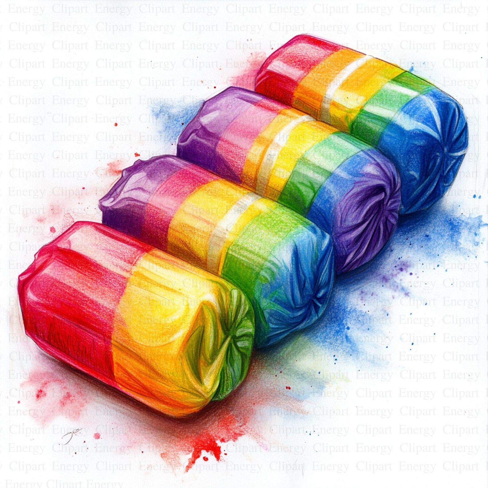 Rainbow Candy Clipart 5 High Quality Jpg's Digital Download Colorful ...