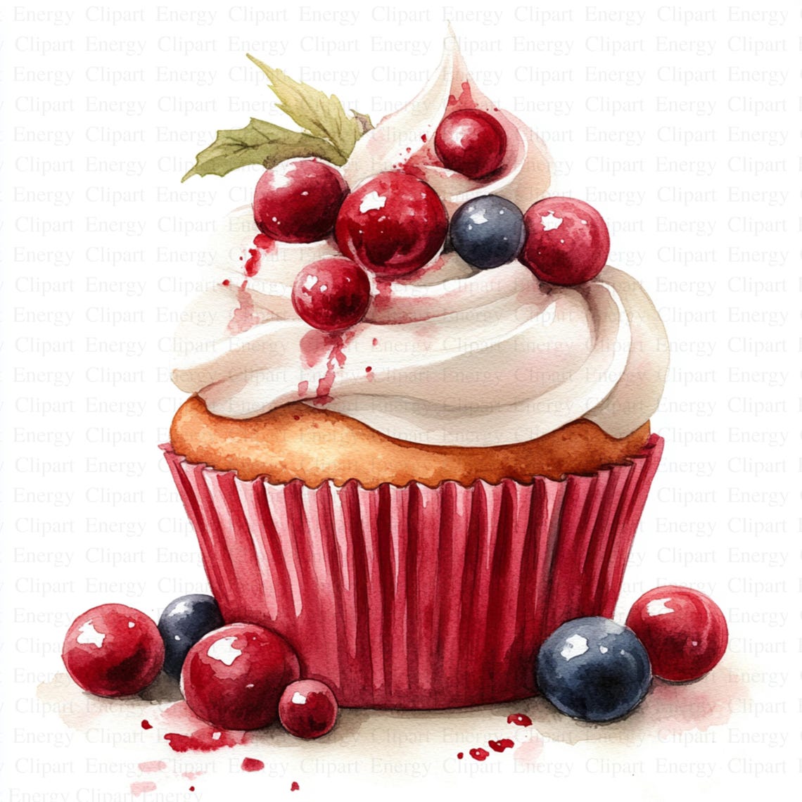 Holiday Cupcake Clipart 5 High Quality Jpgs Digital Download Card ...