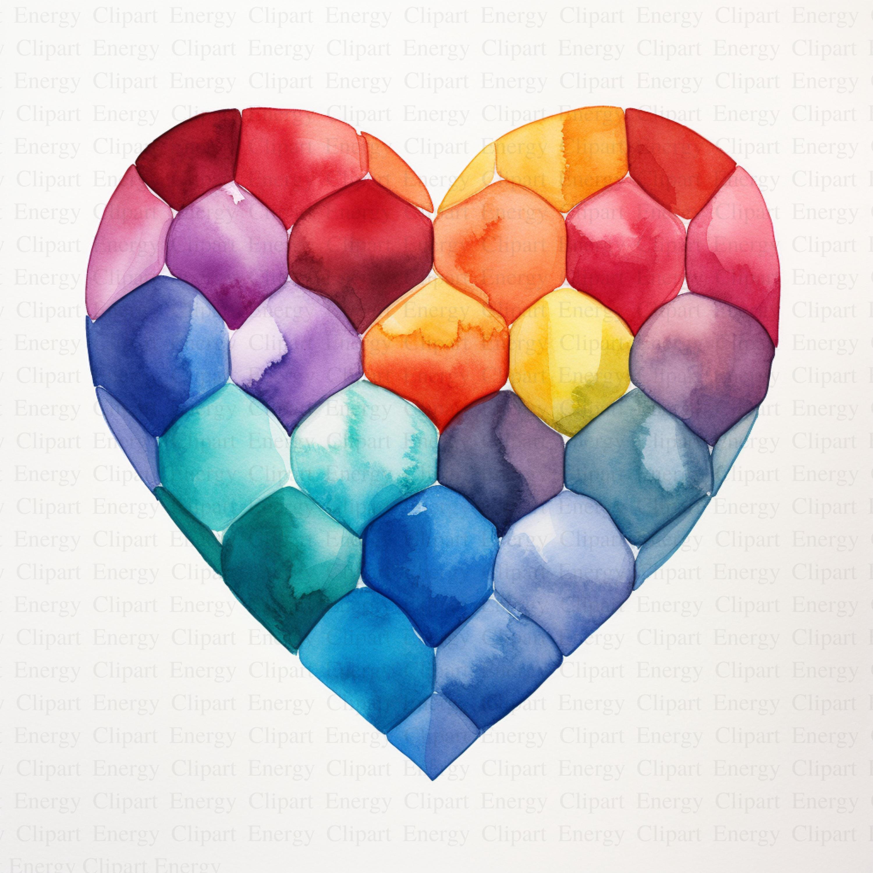Watercolor Heart Clipart | 5 High Quality Jpg's | Digital Download ...
