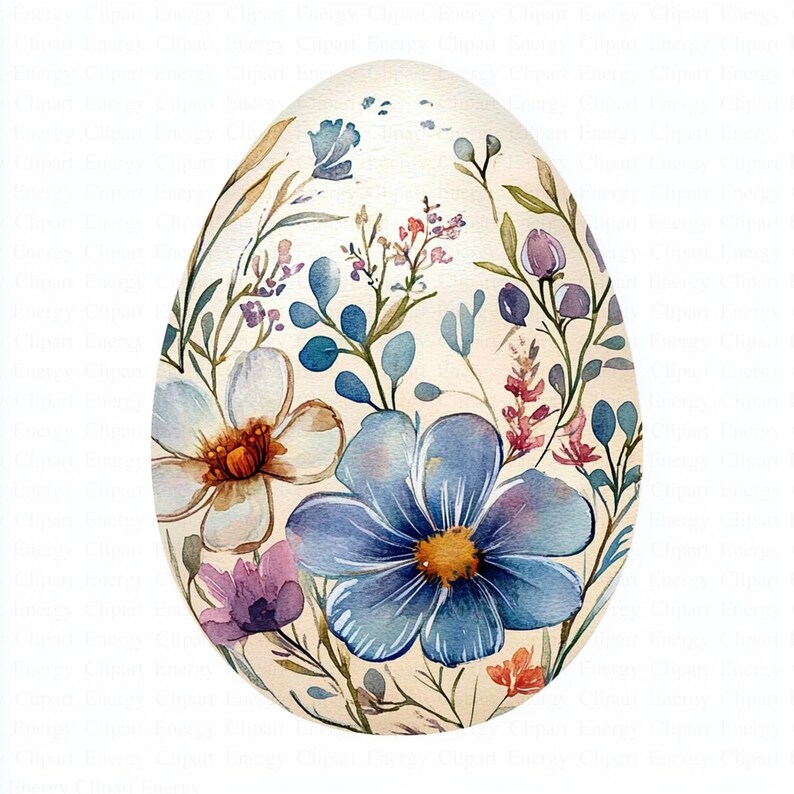 Floral Easter Egg Clipart | 5 High Quality Jpgs | Digital Download ...