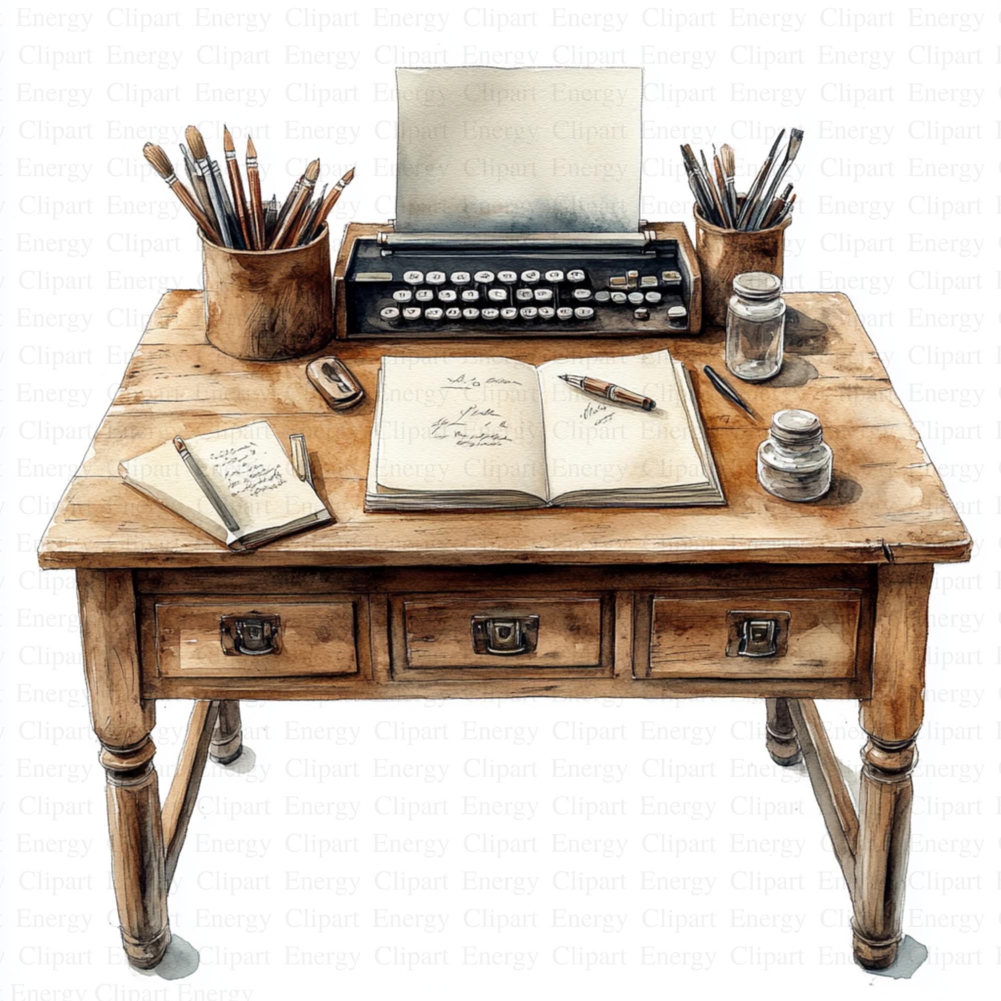 Writer's Desk Table Clipart | 5 High Quality Jpgs | Digital Download ...