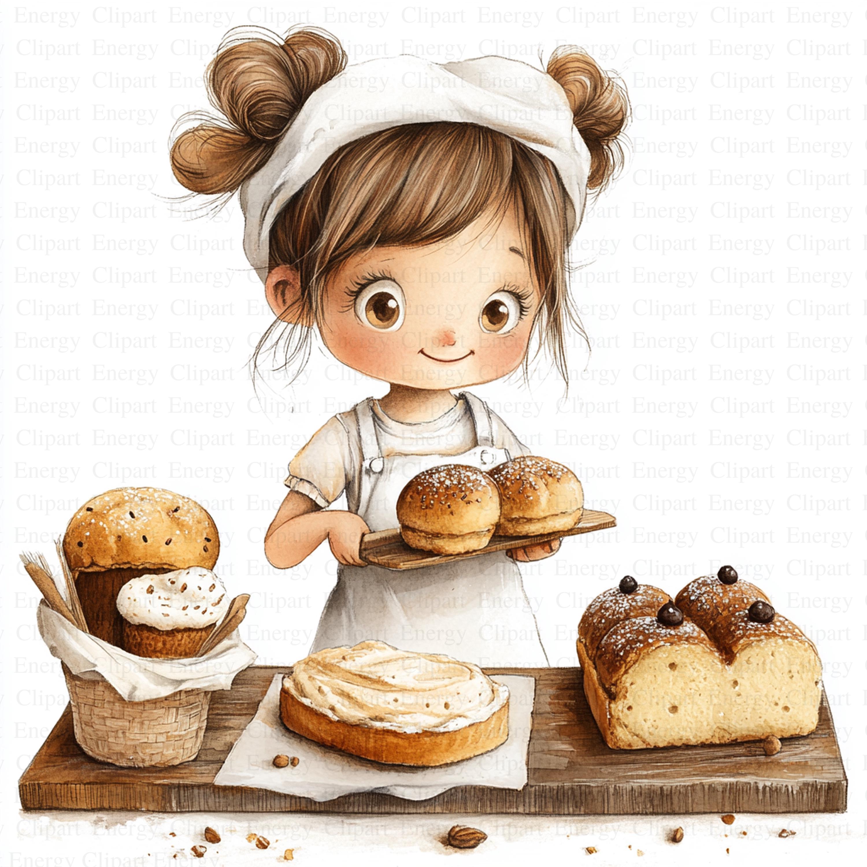 Bakery Girl Clipart | 5 High Quality Jpg's | Digital Download | Kitchen ...