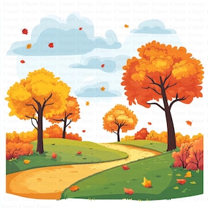 Fall Landscape Clipart | 5 High Quality Jpg's | Digital Download ...