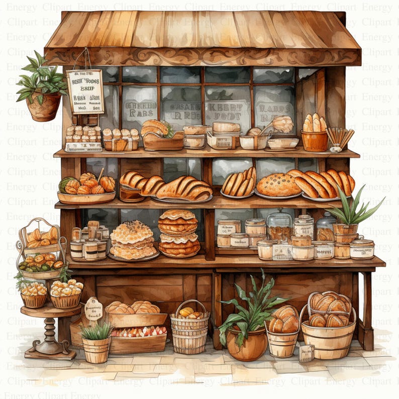 Watercolor Bakery Clipart | 5 High Quality Jpg's | Digital Download ...
