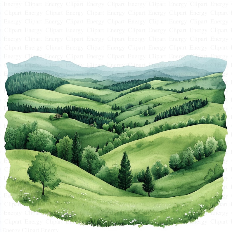 Rolling Hills Clipart 5 High Quality Jpg's Digital Download Landscape ...