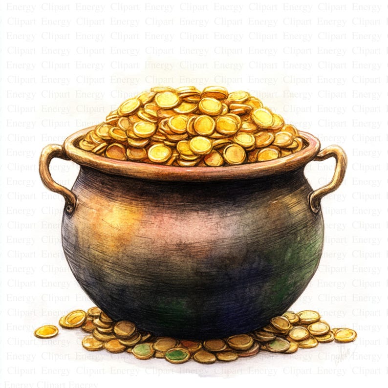Pot of Gold Clipart | 5 High Quality Jpg's | Digital Download | Irish ...