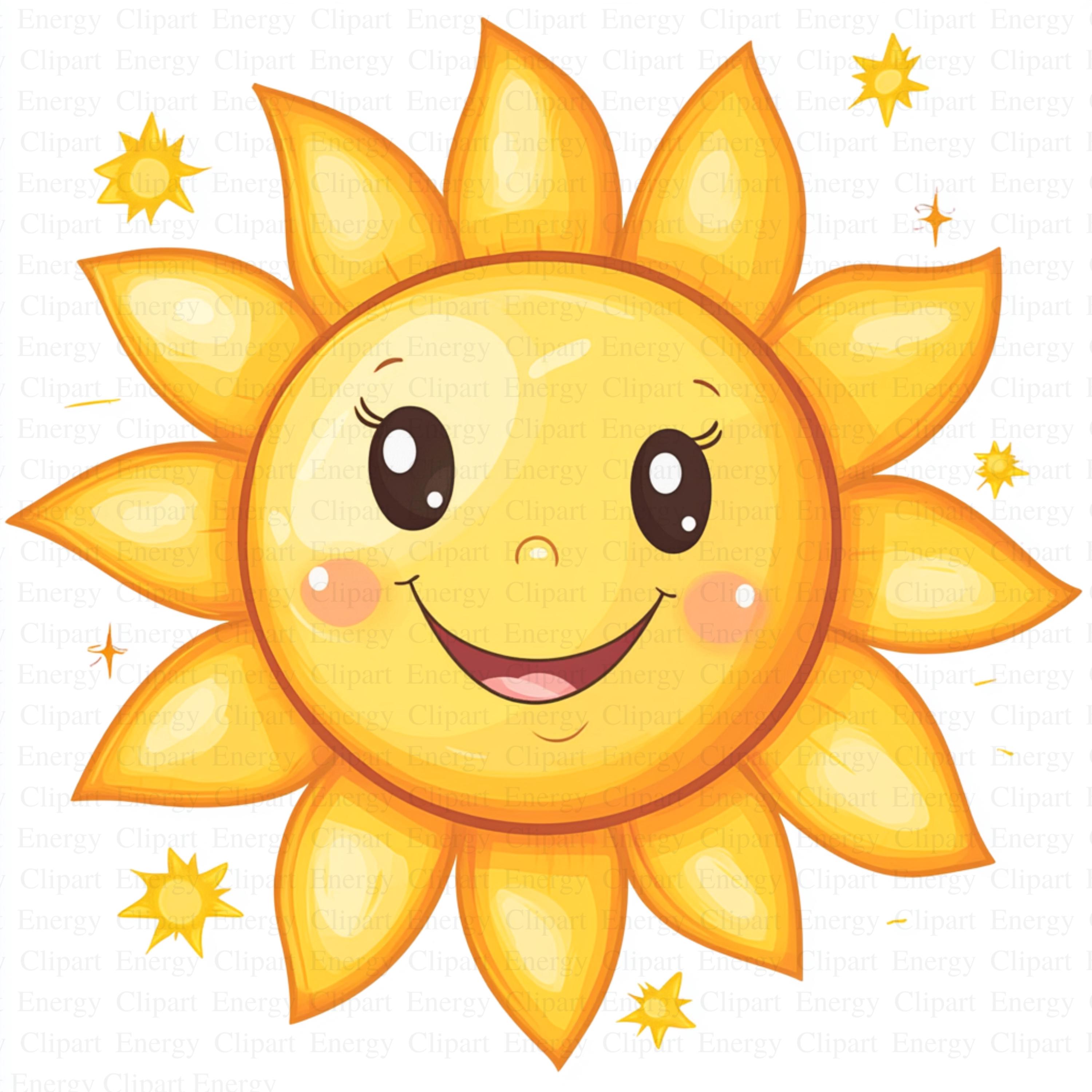 Cute Sun Clipart | 5 High Quality Jpg's | Digital Download | Whimsical ...