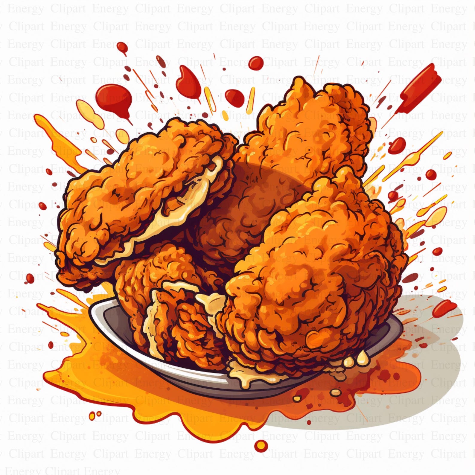 Fried Chicken Clipart | 5 High Quality Jpg's | Digital Download ...
