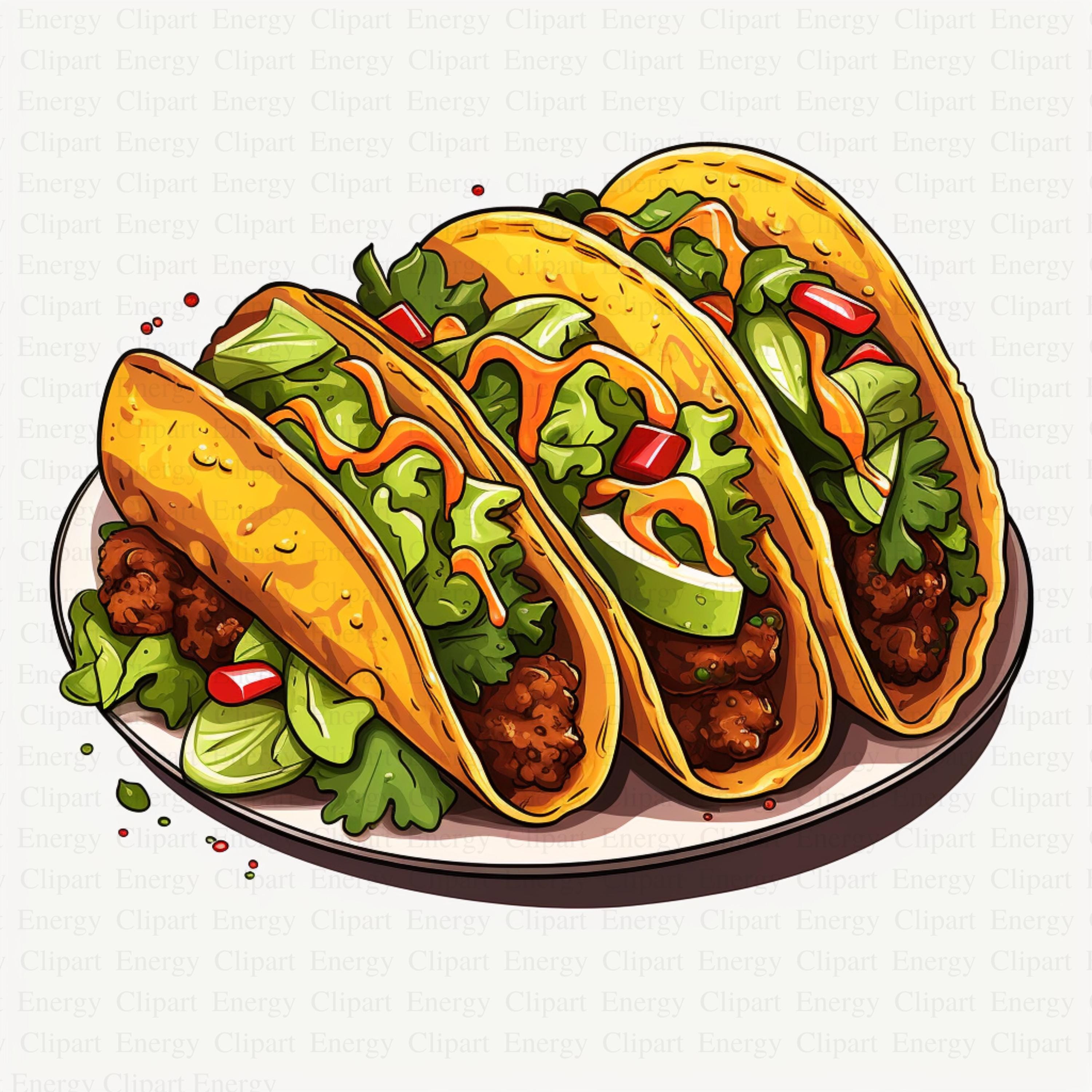 Tacos Clipart | 5 High Quality Jpg's | Digital Download | Tacos ...