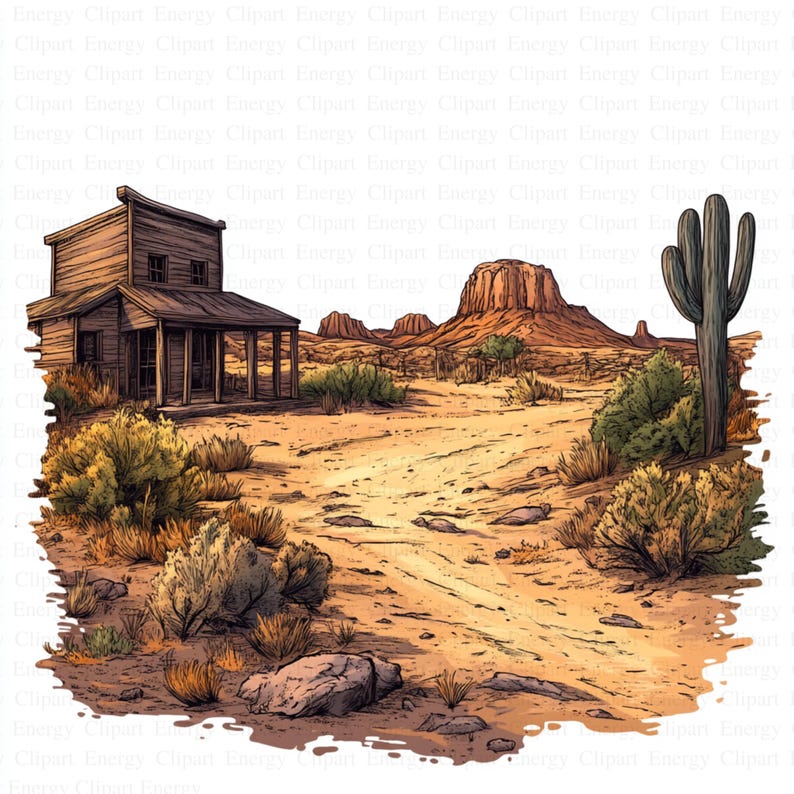 Old West Landscape Clipart 5 High Quality Jpg's Digital Download Scenic ...