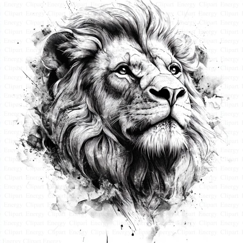 Lion Greyscale Clipart | 5 High Quality Jpg's | Digital Download | Wild ...