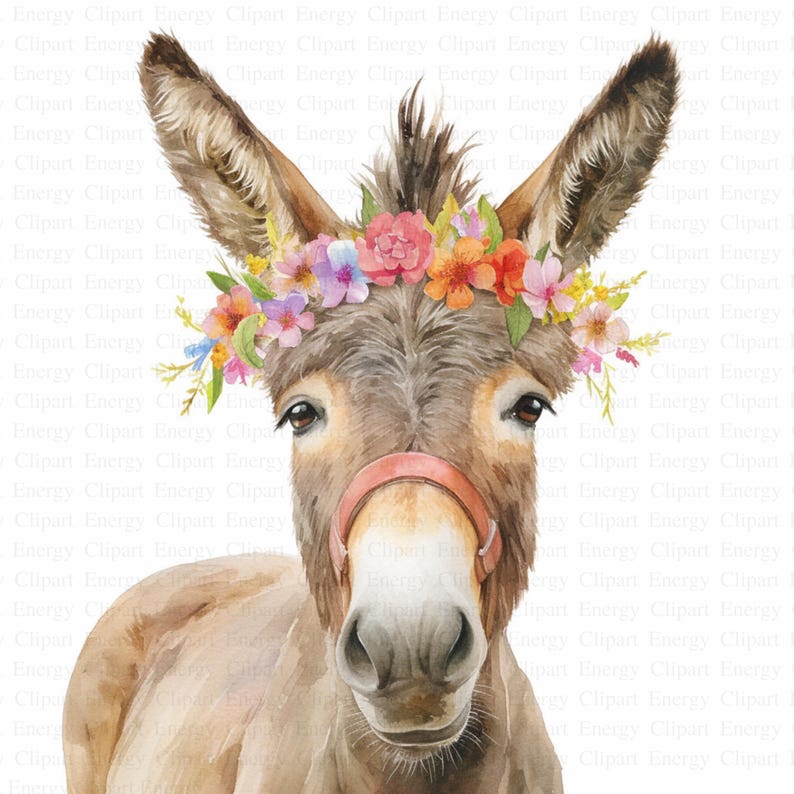 Floral Donkeys Clipart | 5 High Quality Jpg's | Digital Download ...