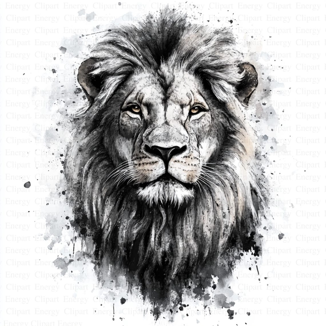 Lion Greyscale Clipart | 5 High Quality Jpg's | Digital Download | Wild ...