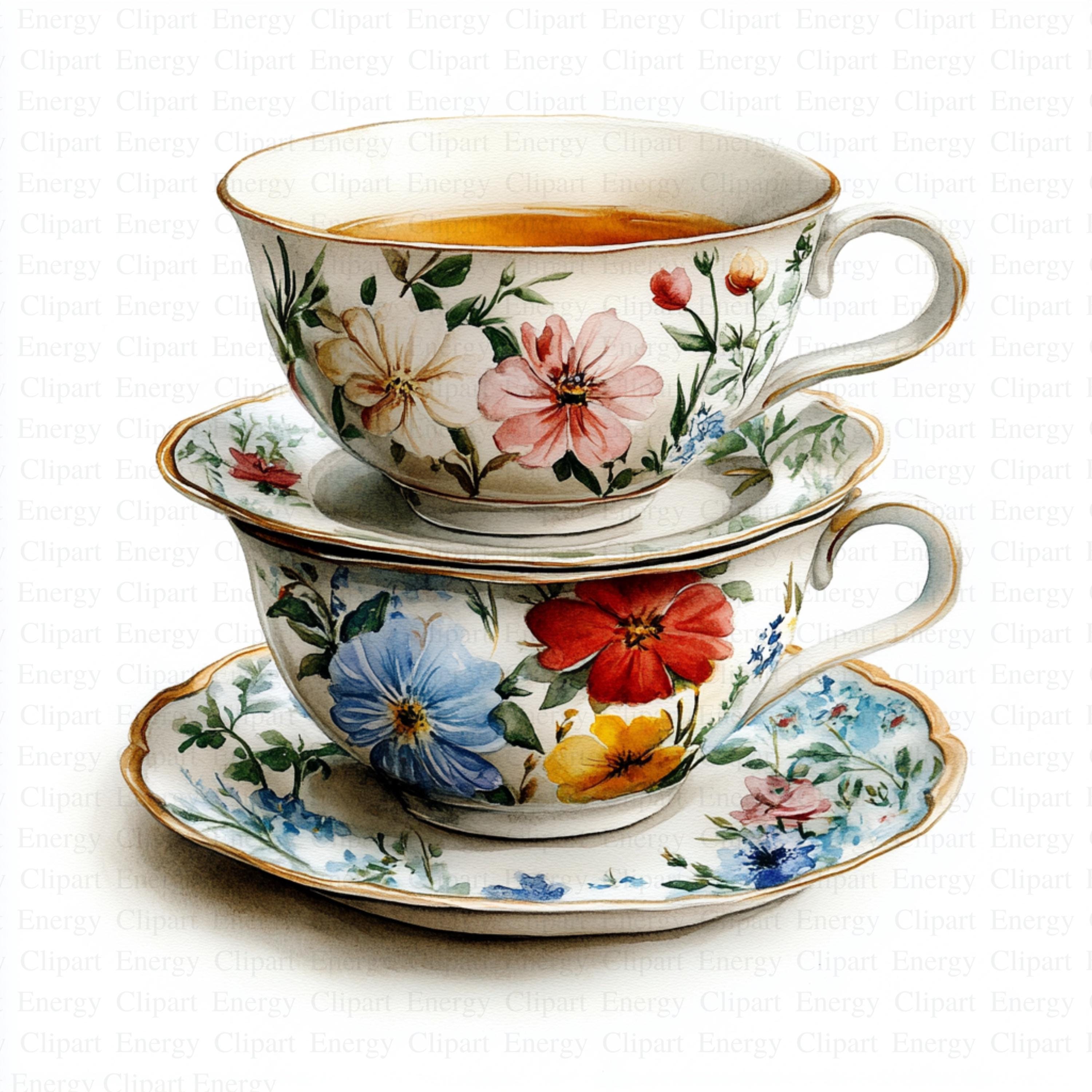 Stack of Tea Cups Clipart | 5 High Quality Jpg's | Digital Download ...