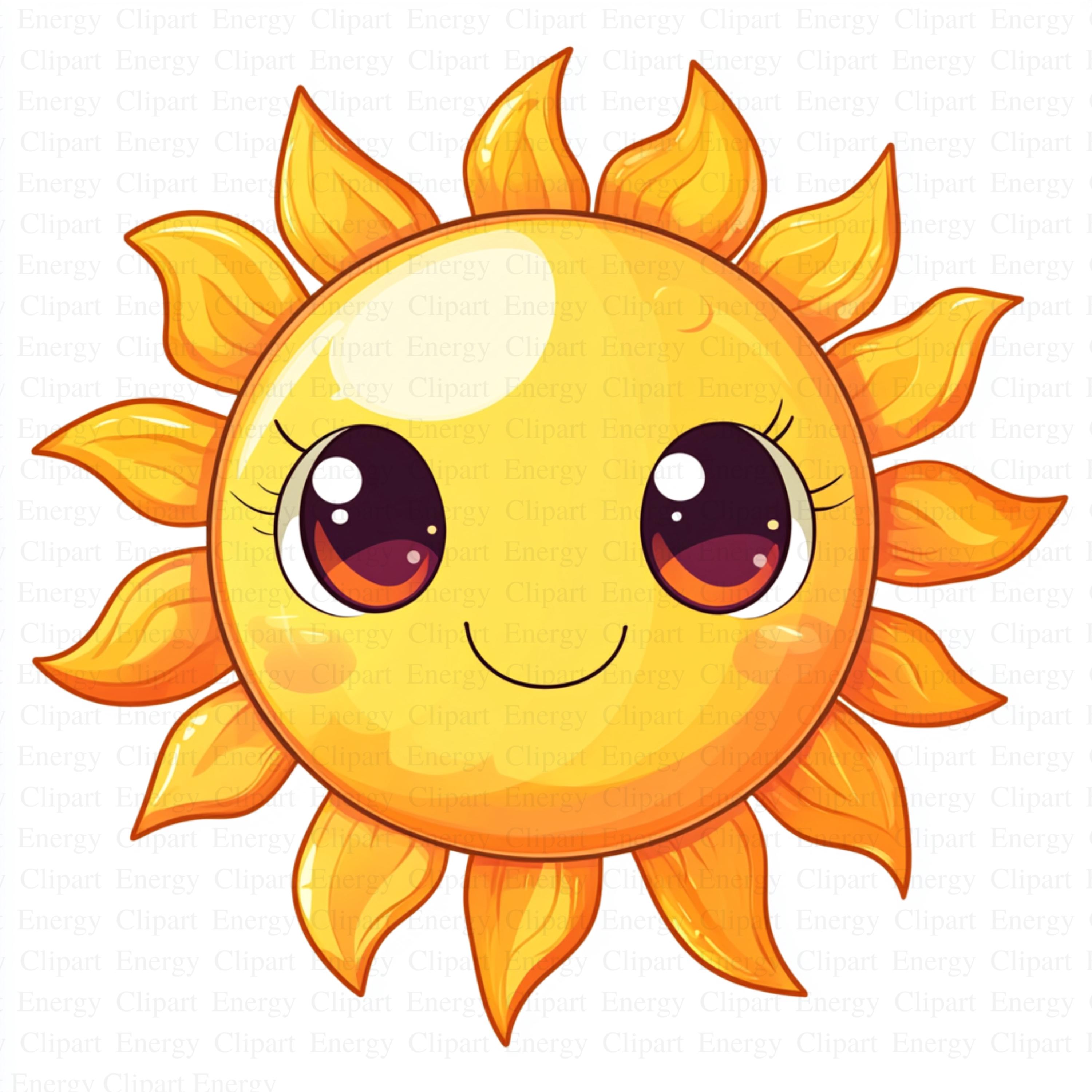 Watercolor Cute Sun Clipart | 5 High Quality Jpg's | Digital Download ...