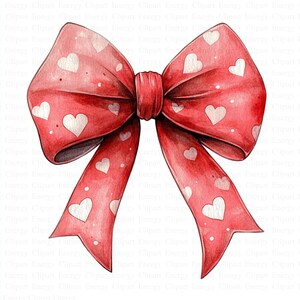 Red Bow With White Heart Clipart | 5 High Quality Jpg's | Digital ...