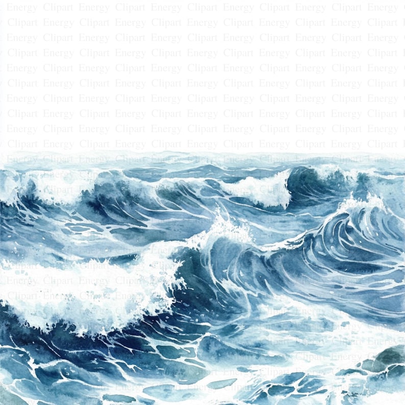 Ocean Waves Clipart | 5 High Quality Jpg's | Digital Download ...