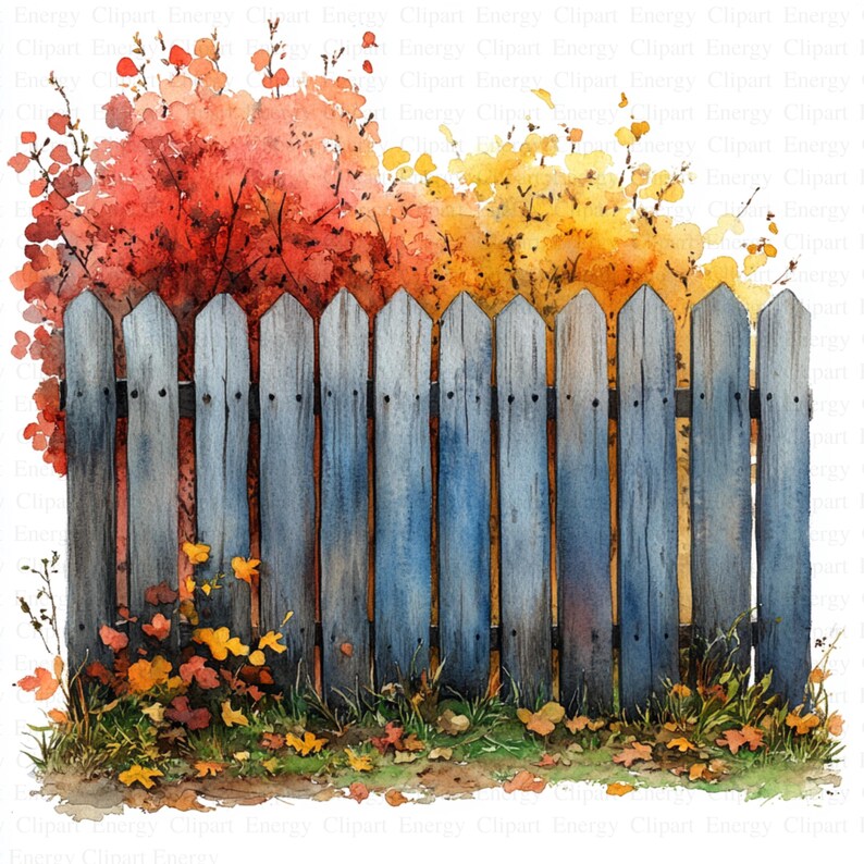 Autumn Fences Clipart | 5 High Quality Jpgs | Digital Download | Fall ...