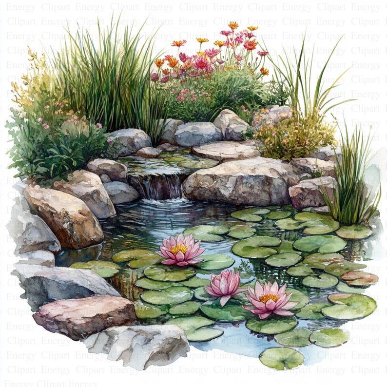 Backyard Pond Clipart Bundle | 5 High Quality Jpg's | Digital Download ...
