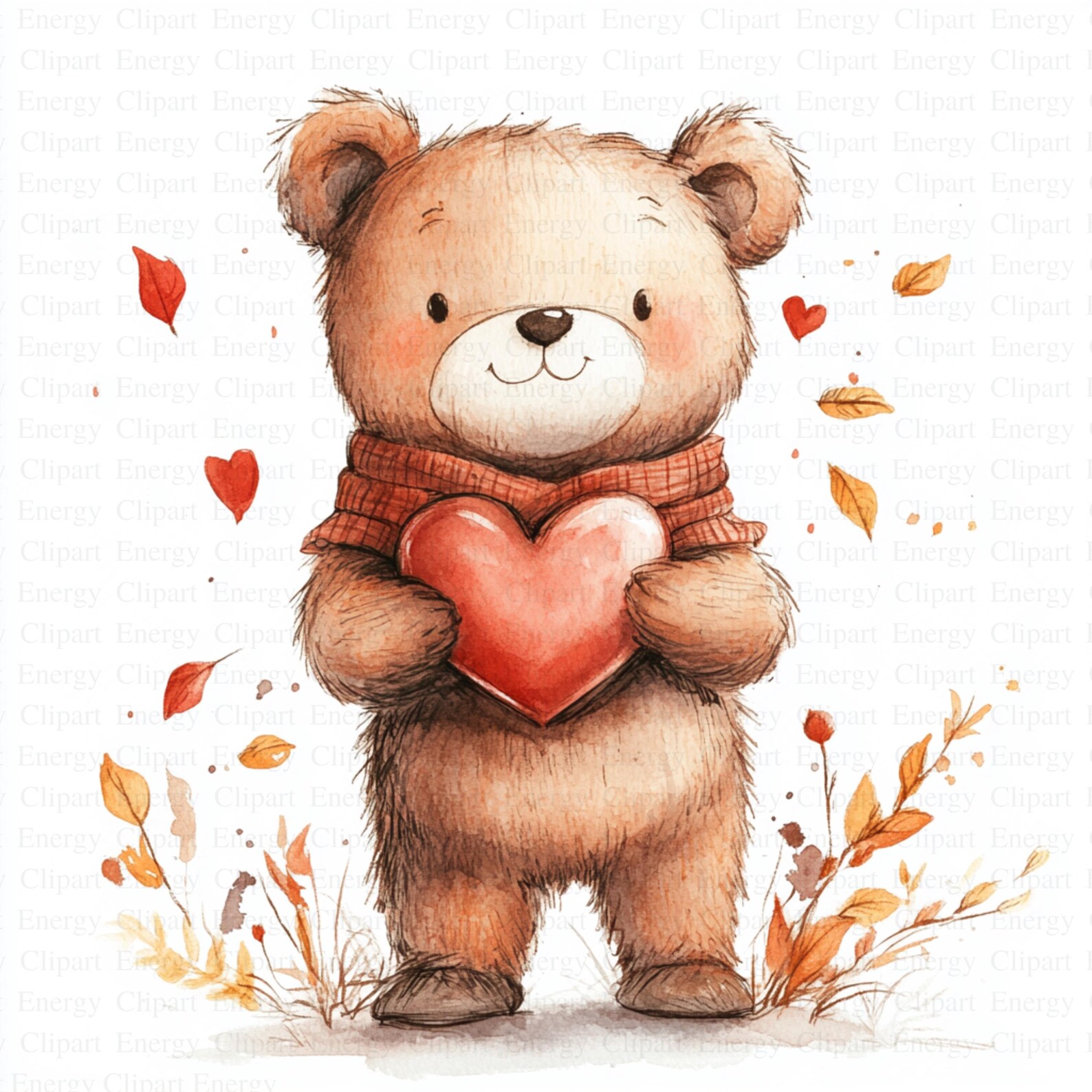 Bear With Heart Cartoon Clipart | 5 High Quality Jpg's | Digital ...