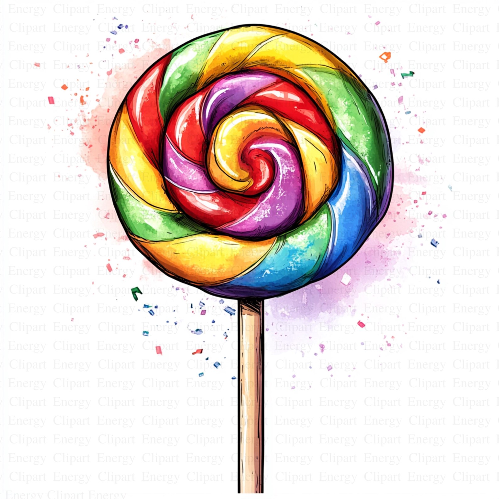 Lollipop Clipart | 5 High Quality Jpg's | Digital Download | Candy ...