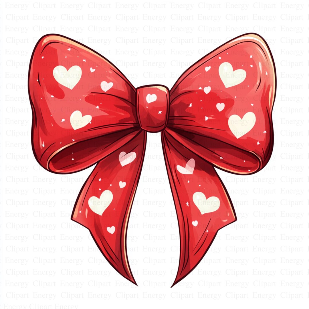 Red Bow With White Heart Clipart | 5 High Quality Jpg's | Digital ...