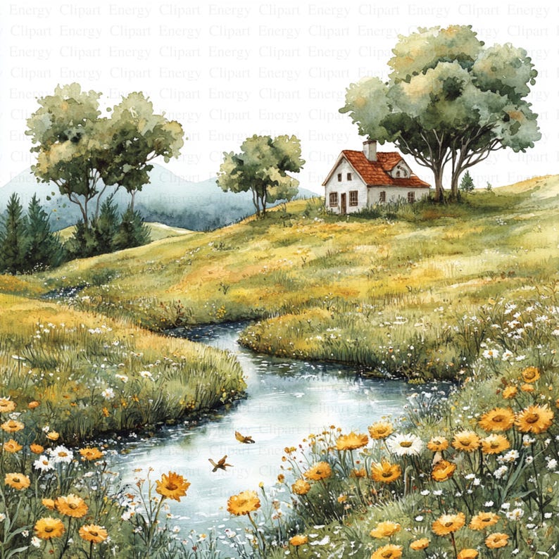 Countryside Clipart | 5 High Quality Jpg's | Digital Download | Rural ...