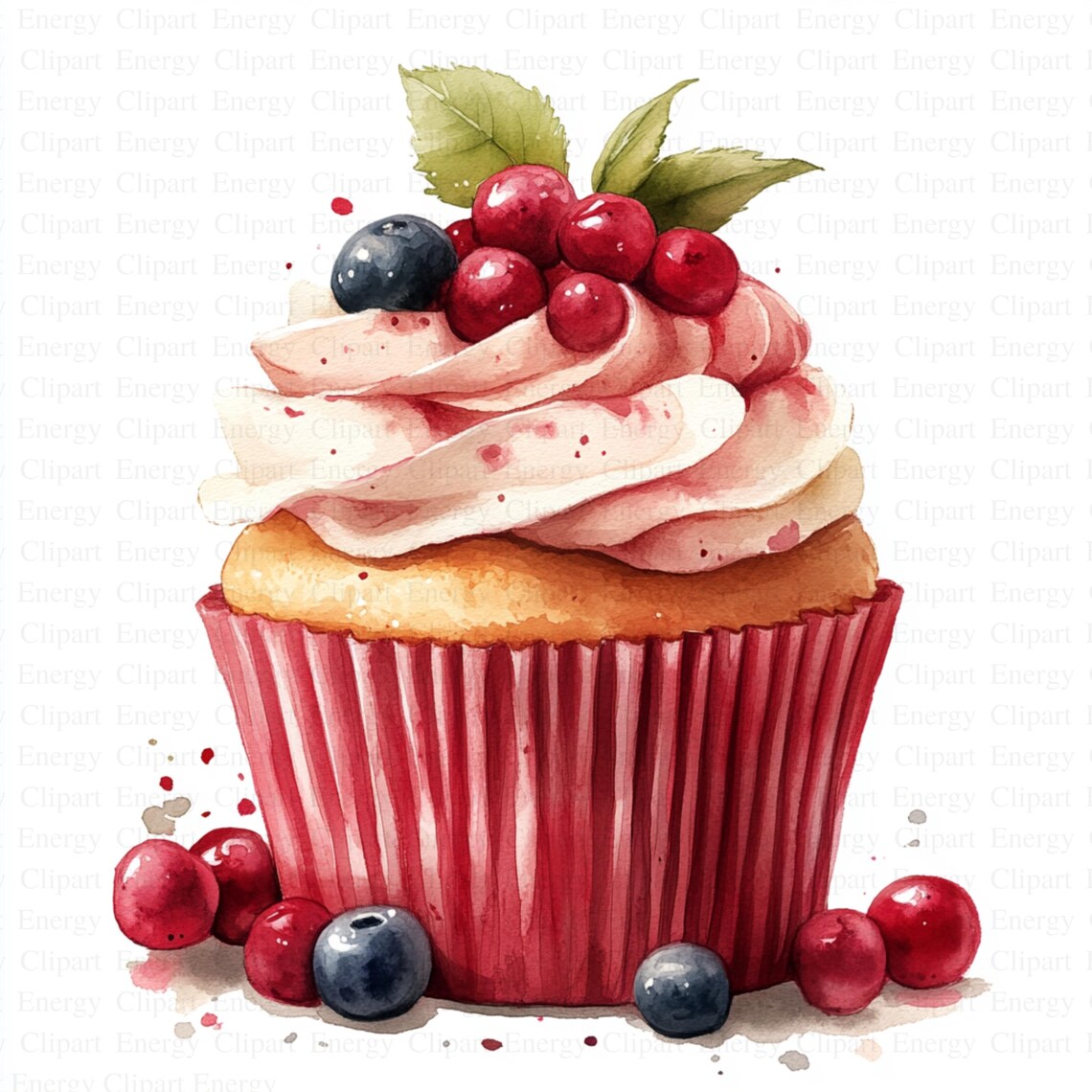 Holiday Cupcake Clipart | 5 High Quality Jpgs | Digital Download | Card ...