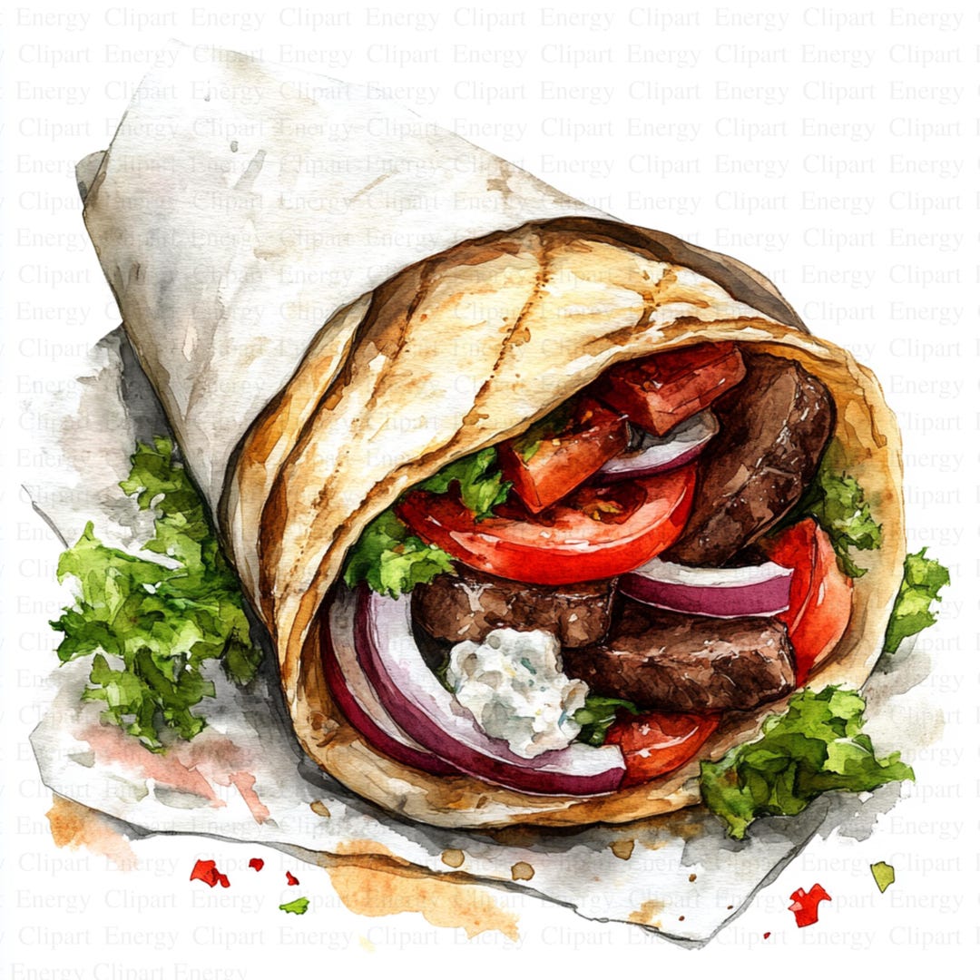 Gyro Clipart 5 High Quality Jpg's Digital Download Mediterranean Food ...