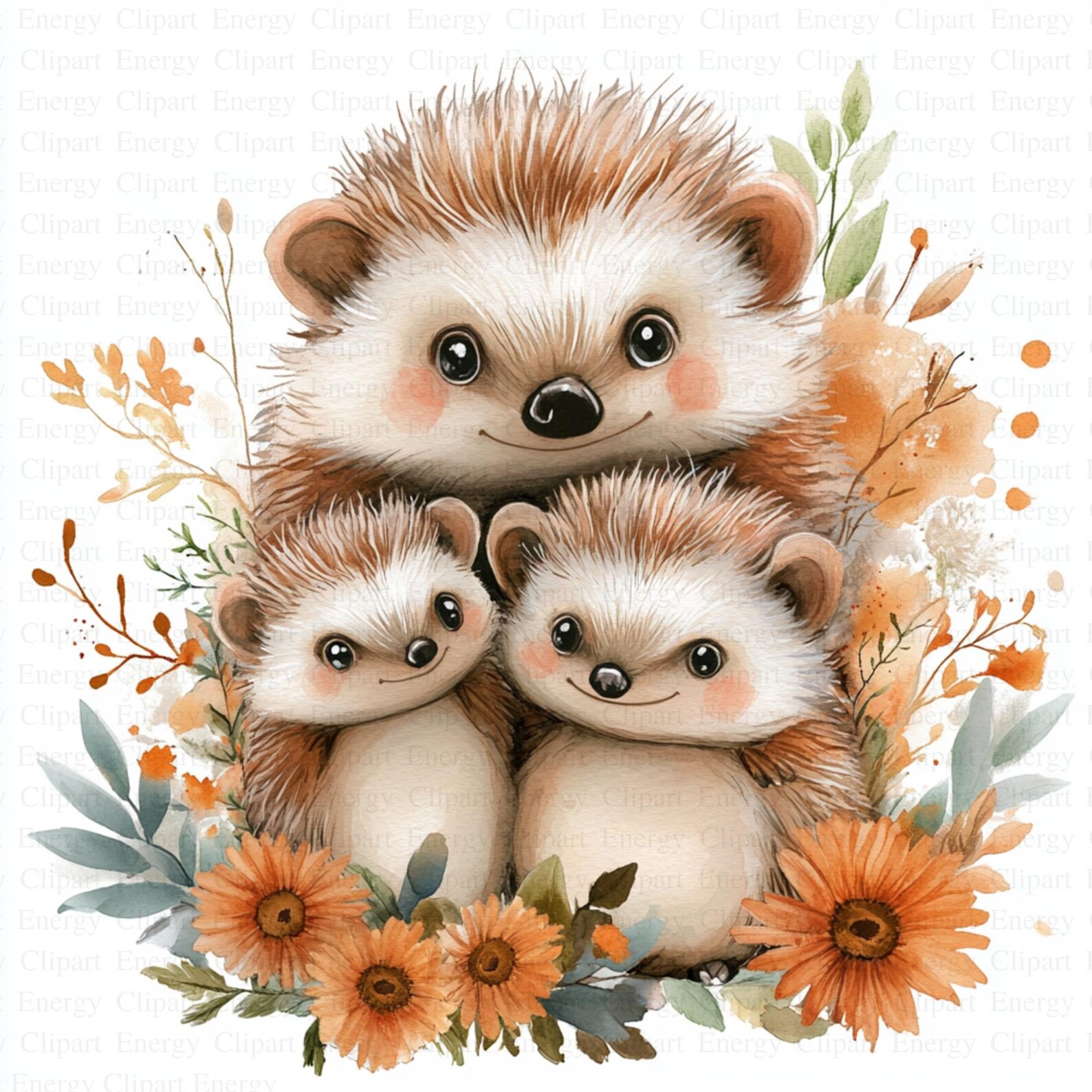 Hedgehog Family Cartoon Clipart | 5 High Quality Jpgs | Digital ...