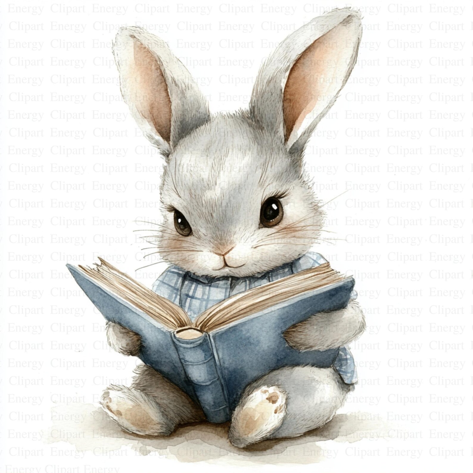 Bunny Reading Book Clipart | 5 High Quality Jpgs | Digital Download ...