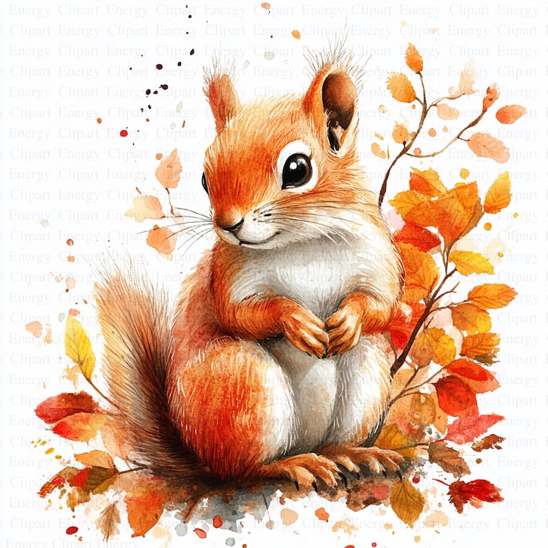 Autumn Squirrel Clipart | 5 High Quality Jpg's | Digital Download ...