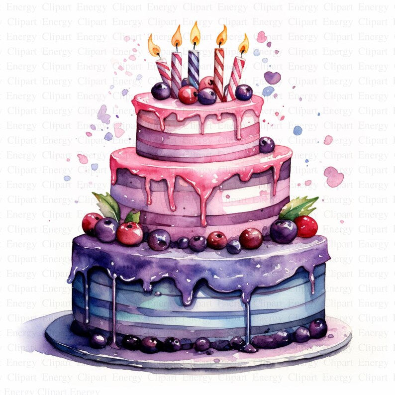 Birthday Cakes Clipart | 5 High Quality Jpgs | Digital Download | Card ...