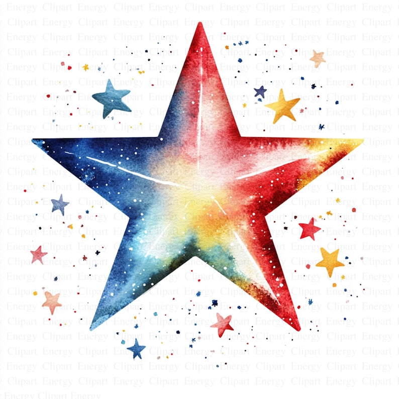 Watercolor Star Clipart 5 High Quality Jpg's Digital Download Celestial ...
